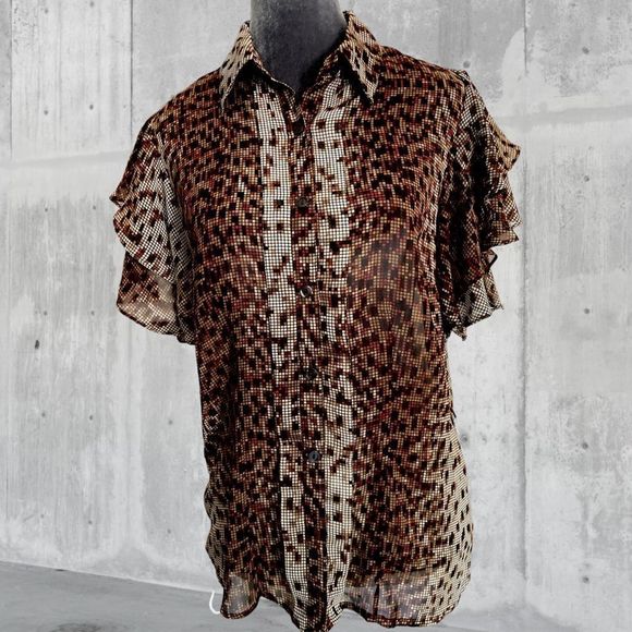East 5th | Tops | East5thlightweight Sheer Pixilated Leopard Print ...